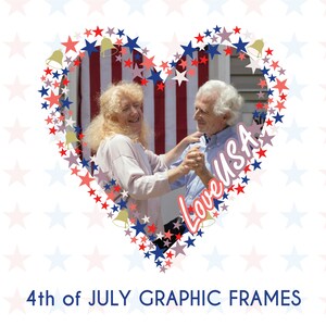4th of July Digital Festive Frames. Colorful PNG USA Independence Day ...