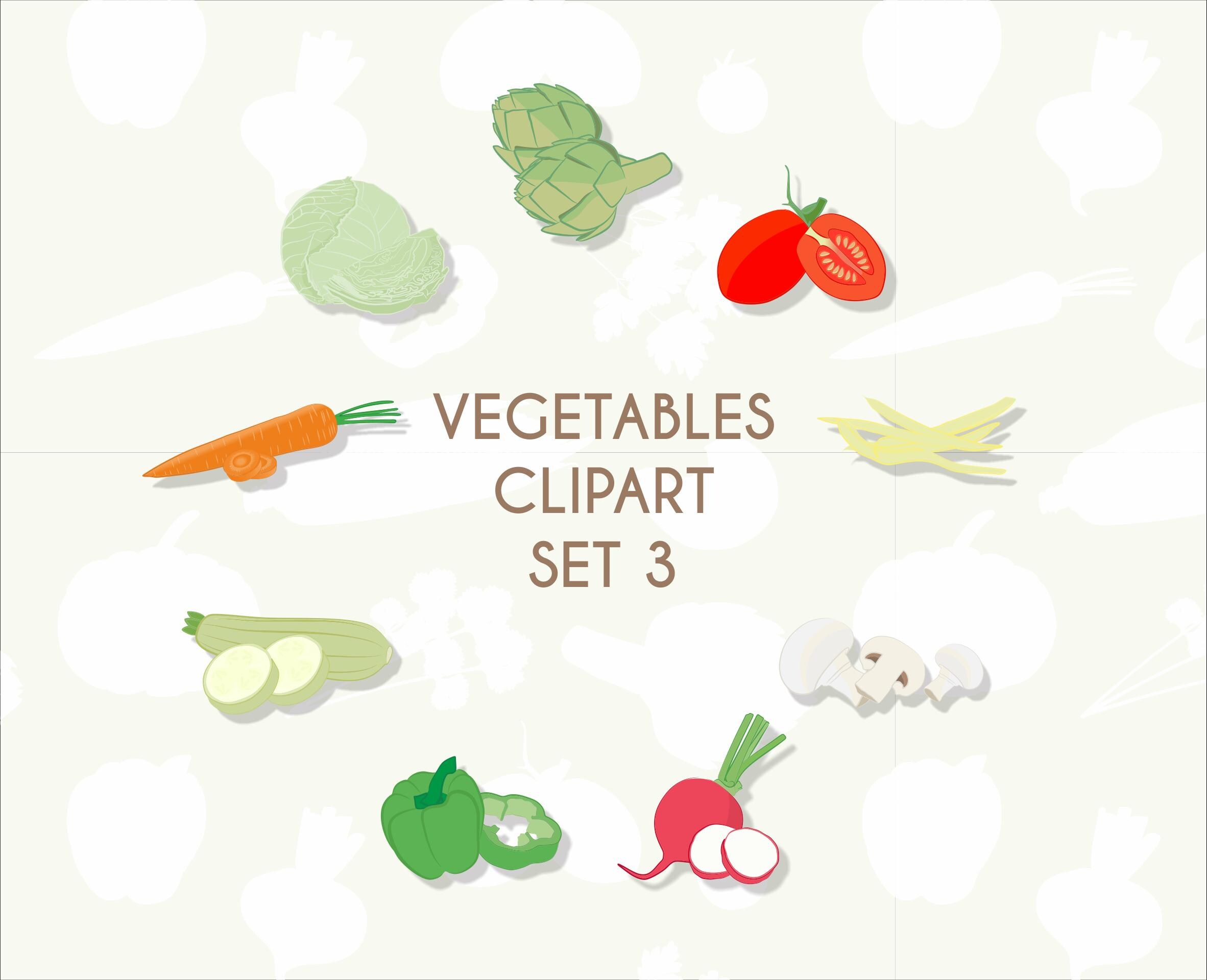 Delightful Set of Vegetable Clipart. for Recipe Cards, Food Blogs ...