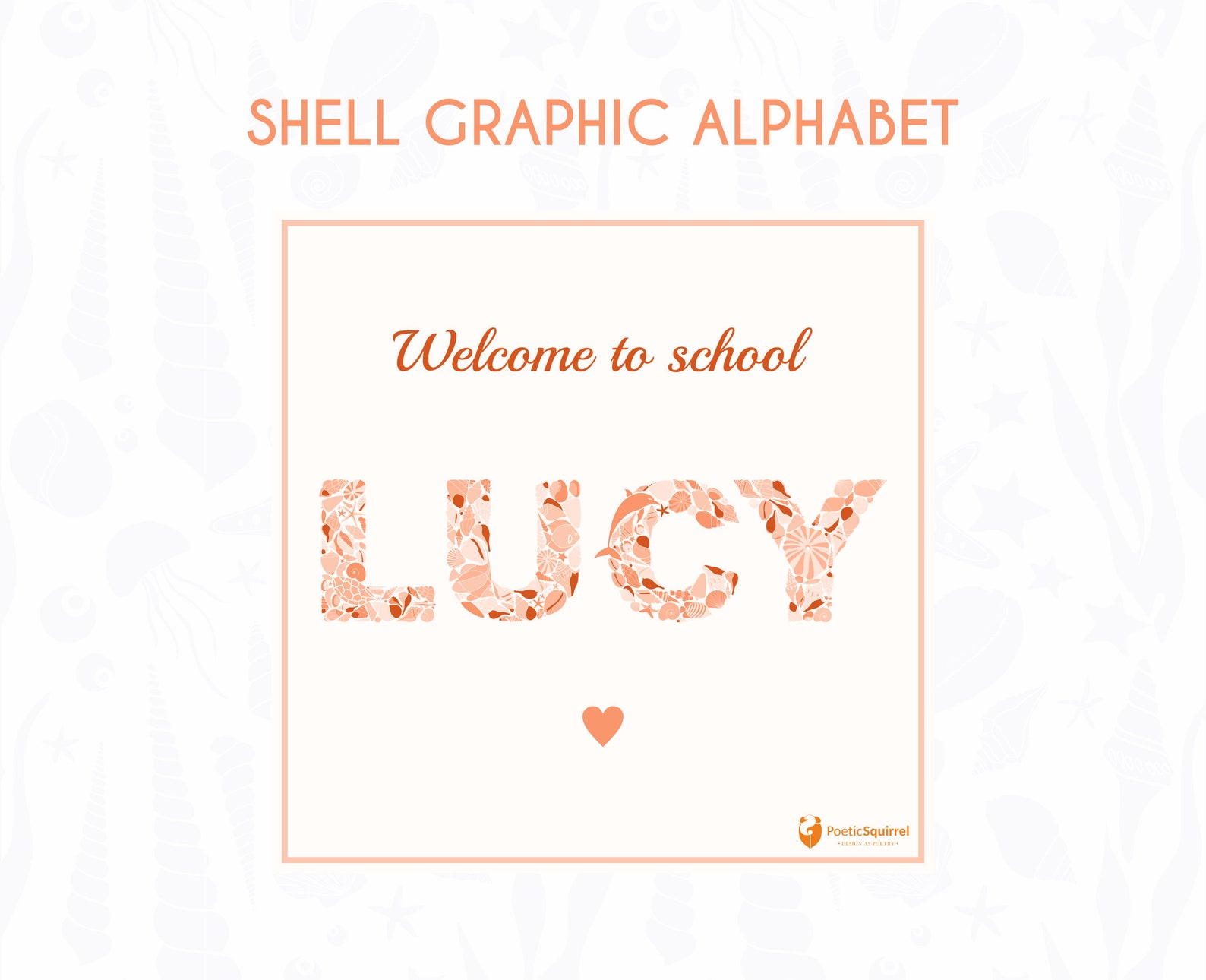 Seashell Clip Art Pink Alphabet. Cute Girls Sealife Digital Fonts ...