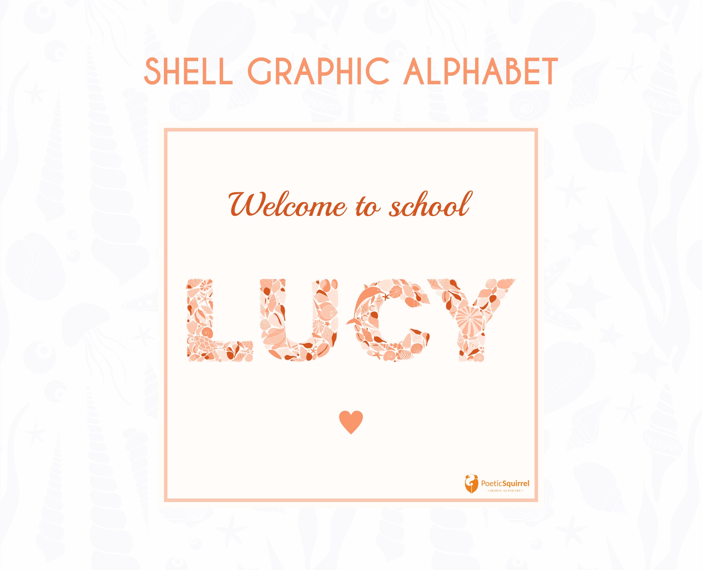 Seashell Clip Art Pink Alphabet. Cute Girls Sealife Digital Fonts ...