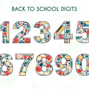 Back to School Clipart Digits for Card Decorating, T-shirts, and ...