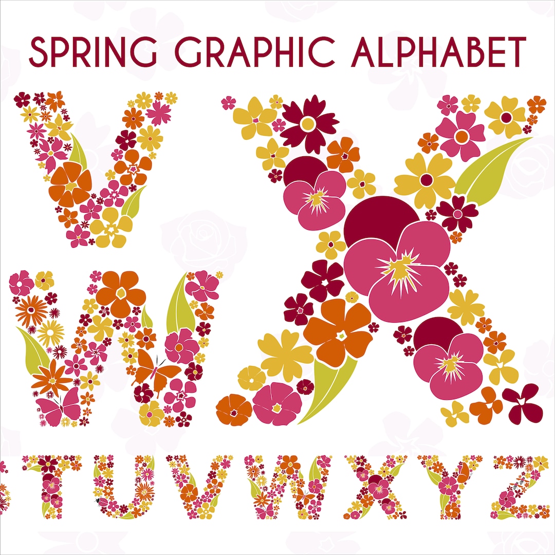 Spring Preschool Uppercase Digital Letters. Flourish Kindergarten ...