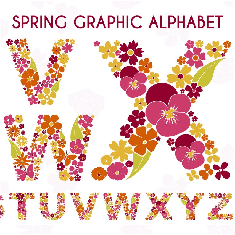 Spring Preschool Uppercase Digital Letters. Flourish Kindergarten ...