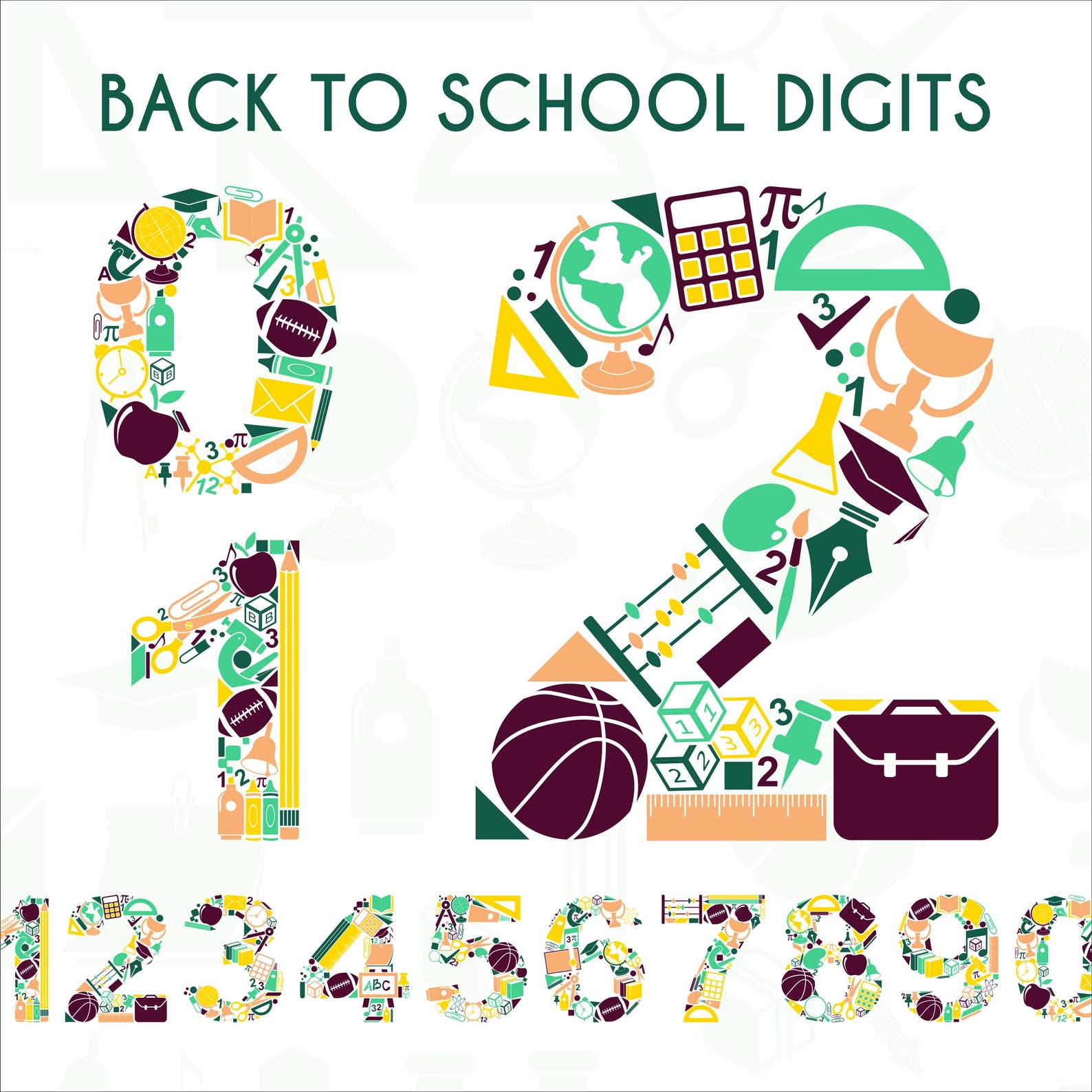 School Number PNG Images. 1 to 10 PNG Kindergarten Numbers. Learning ...