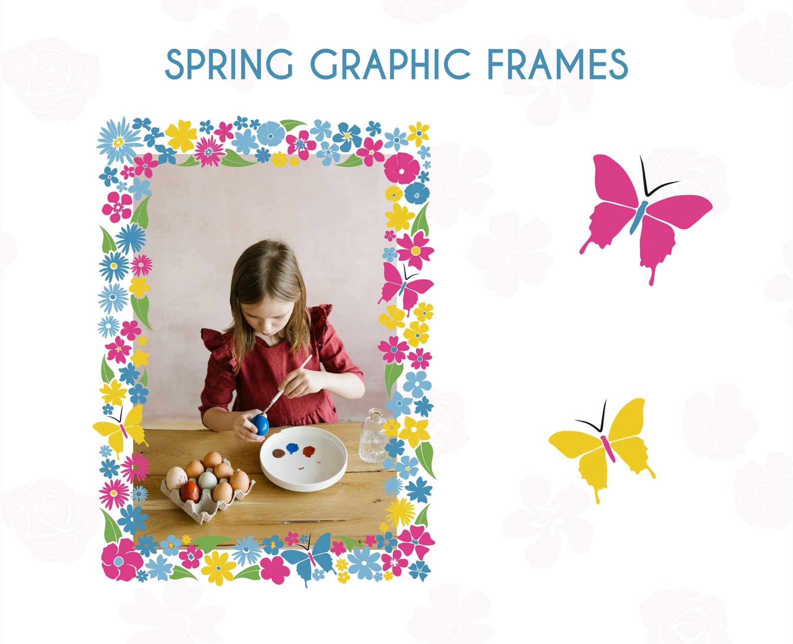 Flourishes Spring PNG Borders. Flowers Colorful Frame Clipart. Floral ...