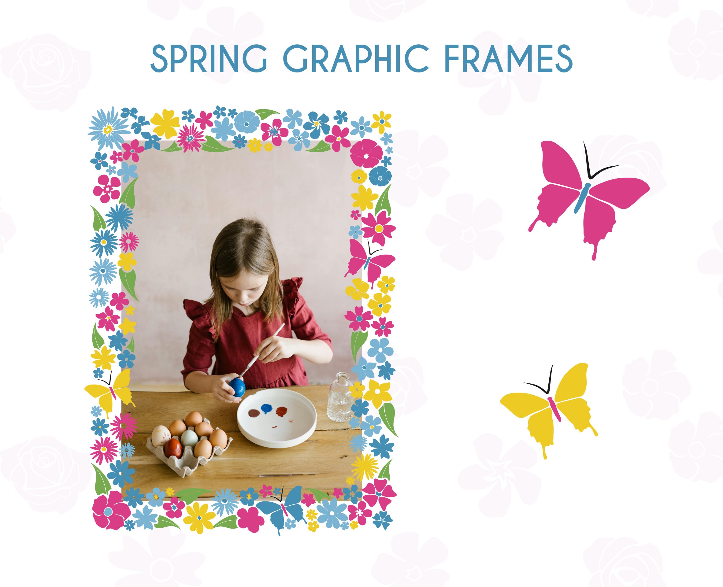 Flourishes Spring PNG Borders. Flowers Colorful Frame Clipart. Floral ...