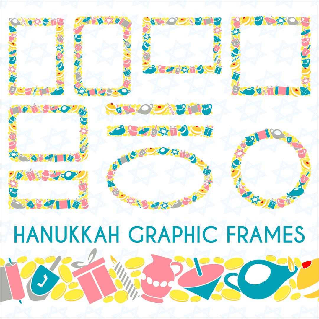 Digital Hanukkah Designs PNG Frames. Holidays Rectangle SVG Clip Art ...