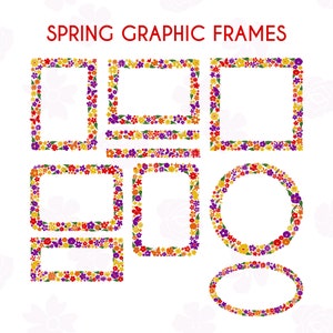 Flourishes Spring PNG Borders. Flowers Colorful Frame Clipart. Floral ...