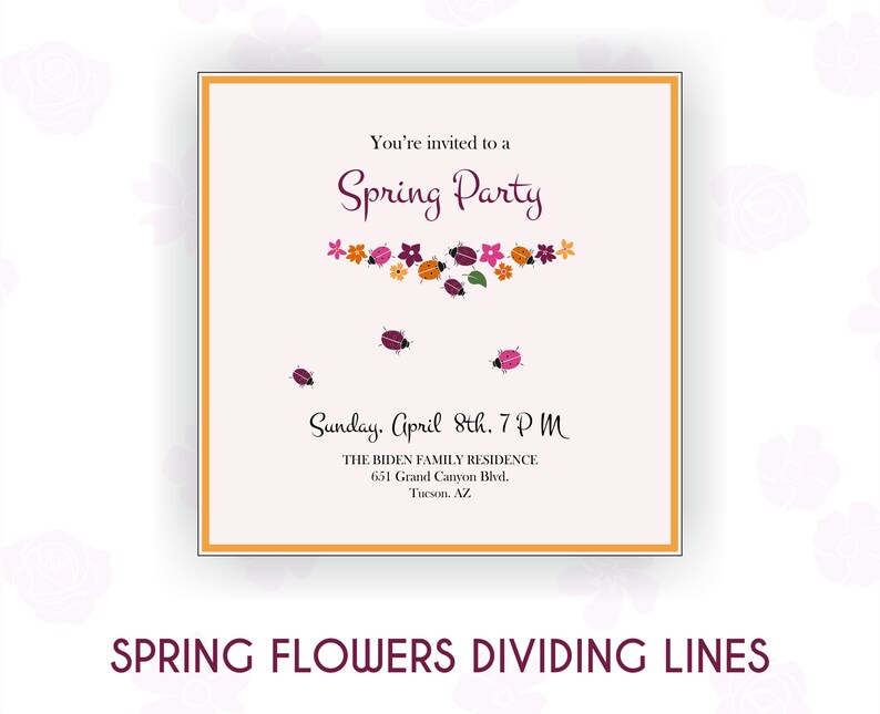 Floral SVG Colorful Text Dividers. Spring Elements Digital Dividing ...