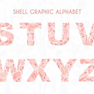 Peach Sea Elements Digital Fonts. Pastel Ocean PNG Alphabet ...