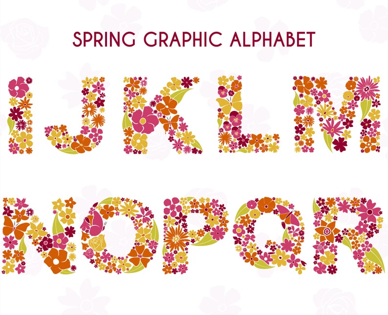 Spring Preschool Uppercase Digital Letters. Flourish Kindergarten ...