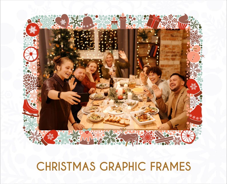Christmas PNG Purple Photo Framing. Cute Happy Digital Winter Elements ...