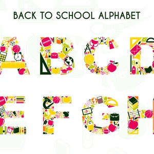 Festive School Digital Letters. Colorful Learning PNG A to Z ...