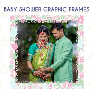 Soft Pastel Blue Baby Shower Digital Frames in PNG and SVG. Cute ...