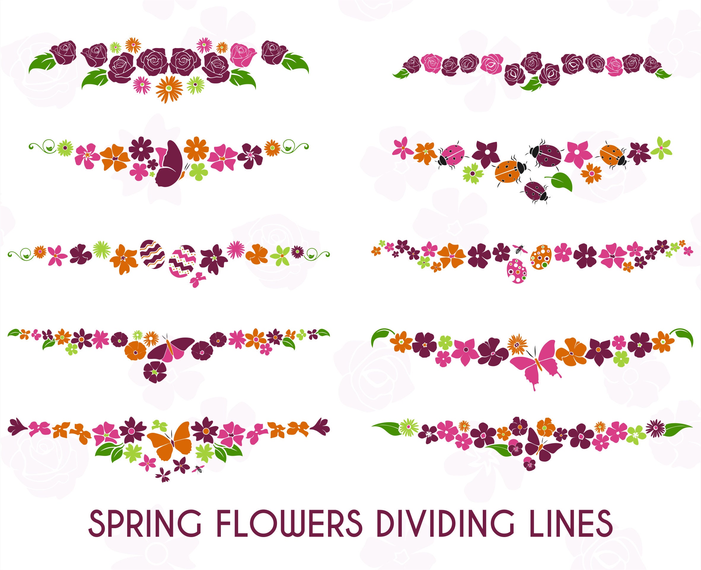 Spring Hand-drawn Dividers Clipart. Flourish Border PNG Design Elements ...