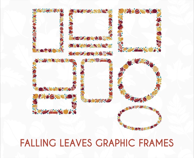 Fall Frame Leaves SVG Clip Art. Autumn Framing Graphic Elements PNG ...