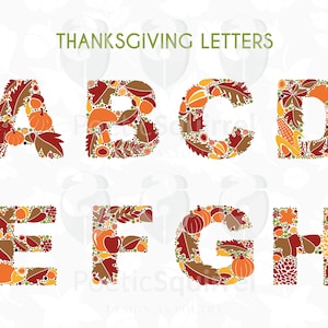 Thanksgiving Fall Letters PNG Clipart. Harvest Colorful ABC Alpha Set ...