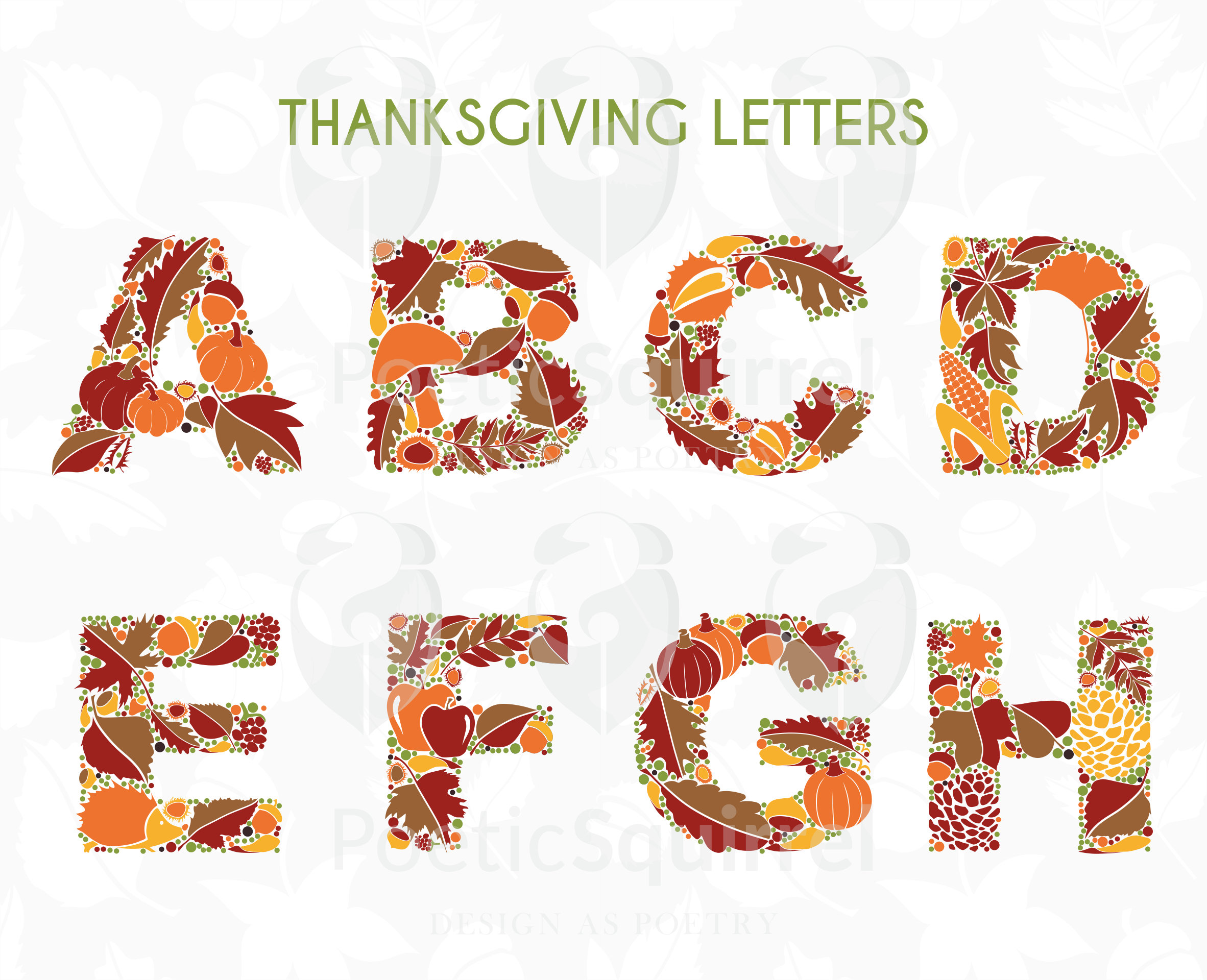 Thanksgiving Fall Letters PNG Clipart. Harvest Colorful ABC Alpha Set ...