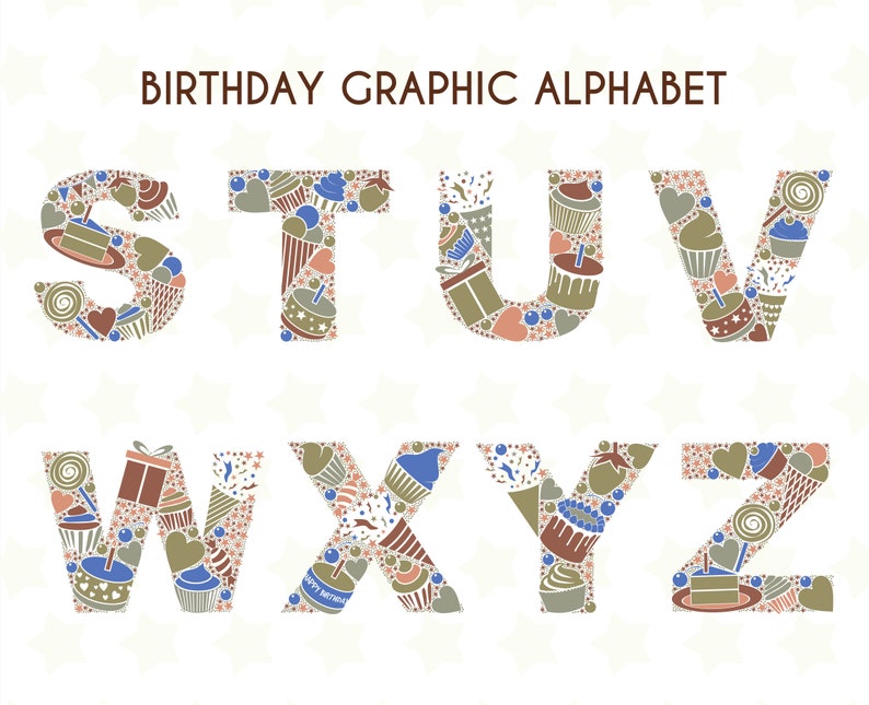 Birthday Alphabet Illustration. Birthday Numbers Graphic Design ...
