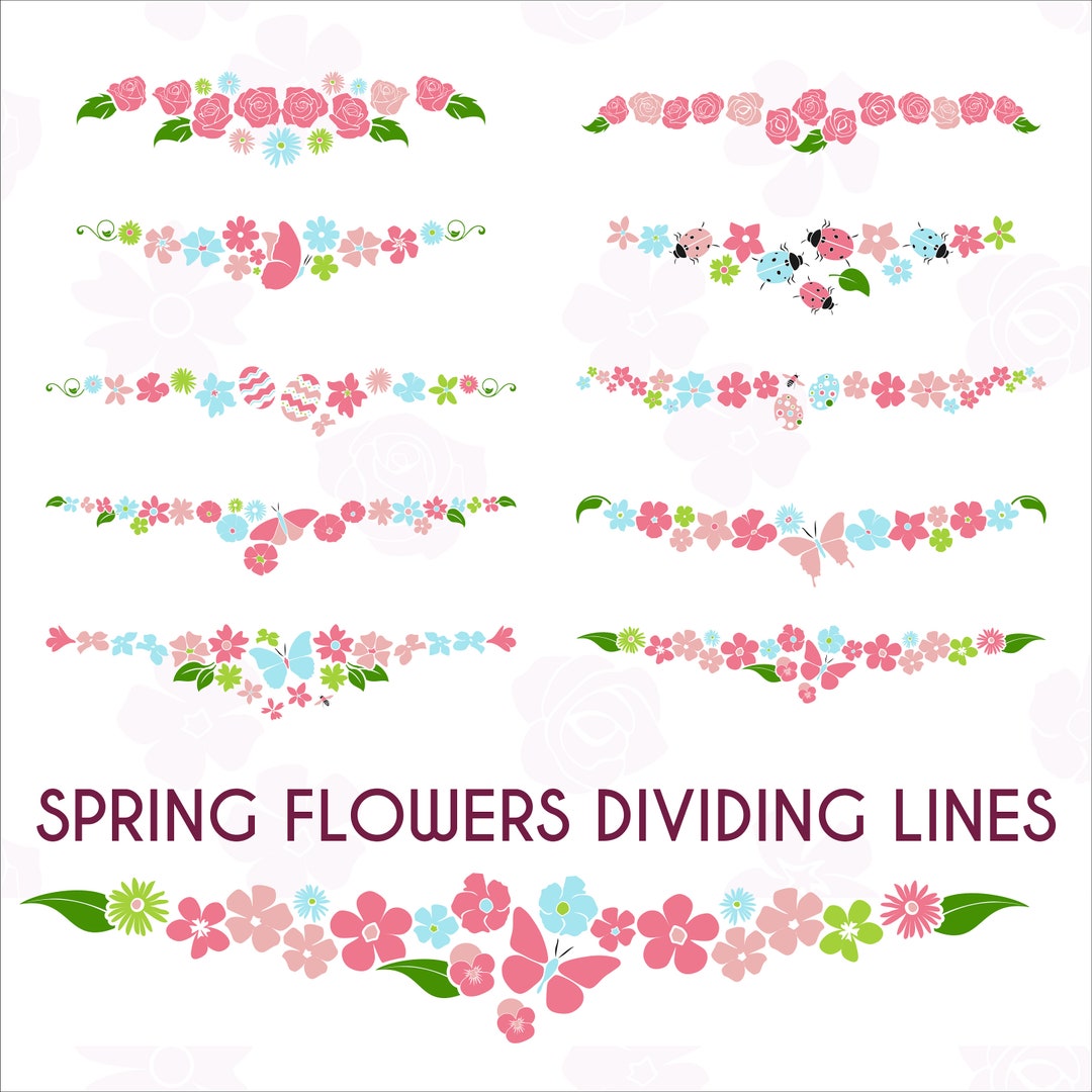 Decorating, Festive, Illustrated Flower Borders. Decorated, Digital ...