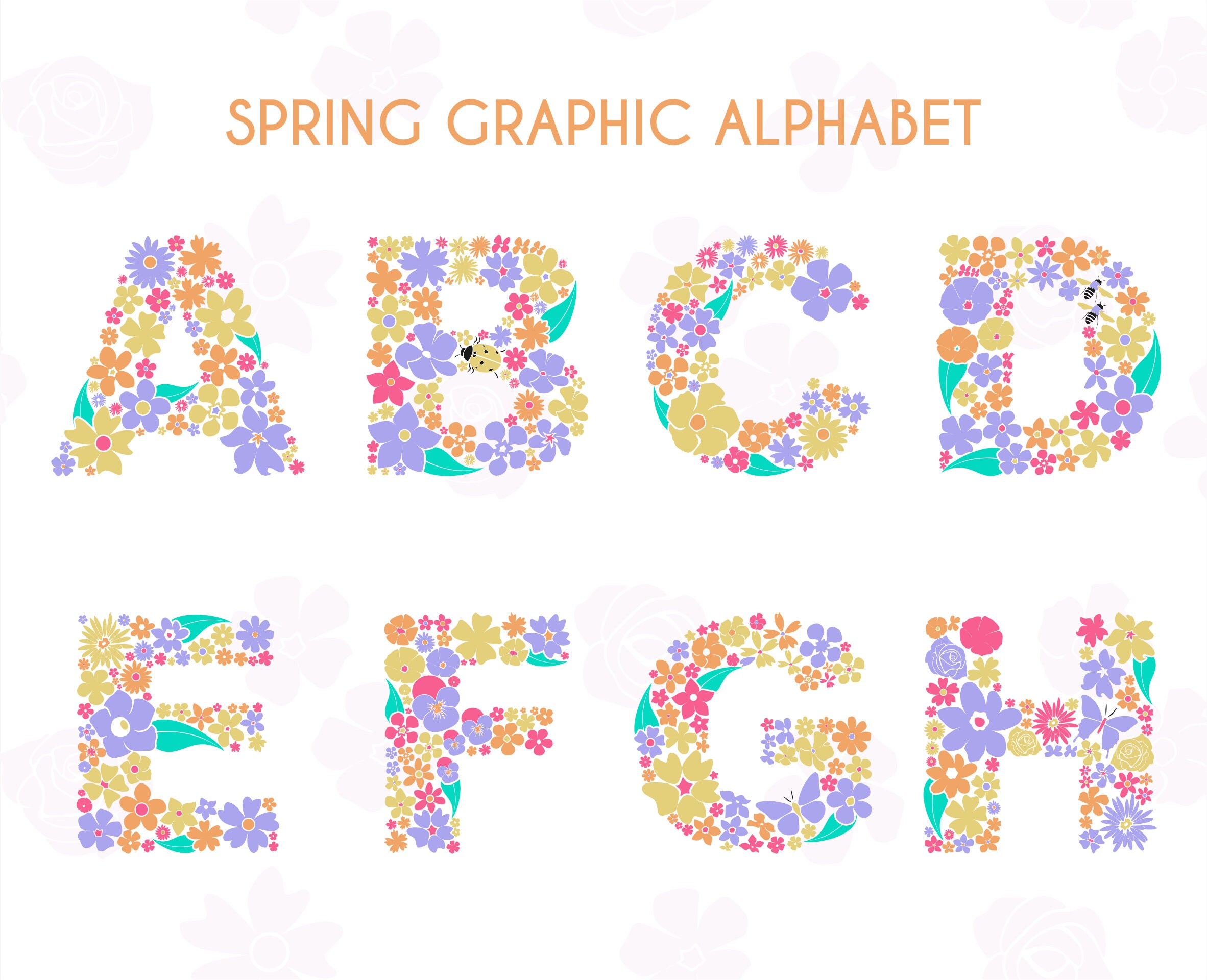 Spring Alphabet Letters Design. Flourishes Alphabet Letters Printables ...