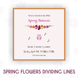 Floral SVG Colorful Text Dividers. Spring Elements Digital Dividing ...