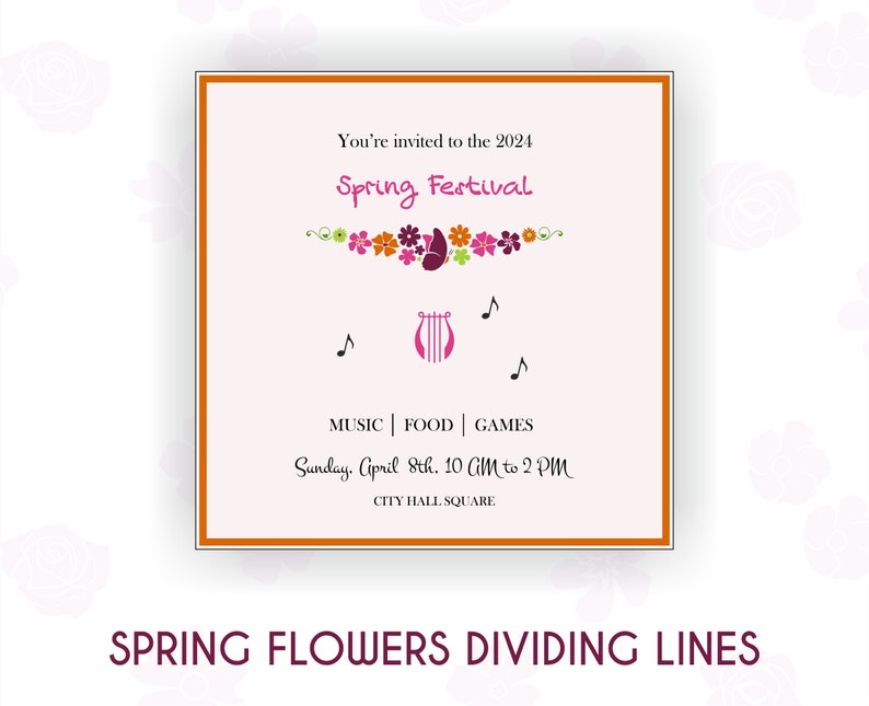 Floral SVG Colorful Text Dividers. Spring Elements Digital Dividing ...