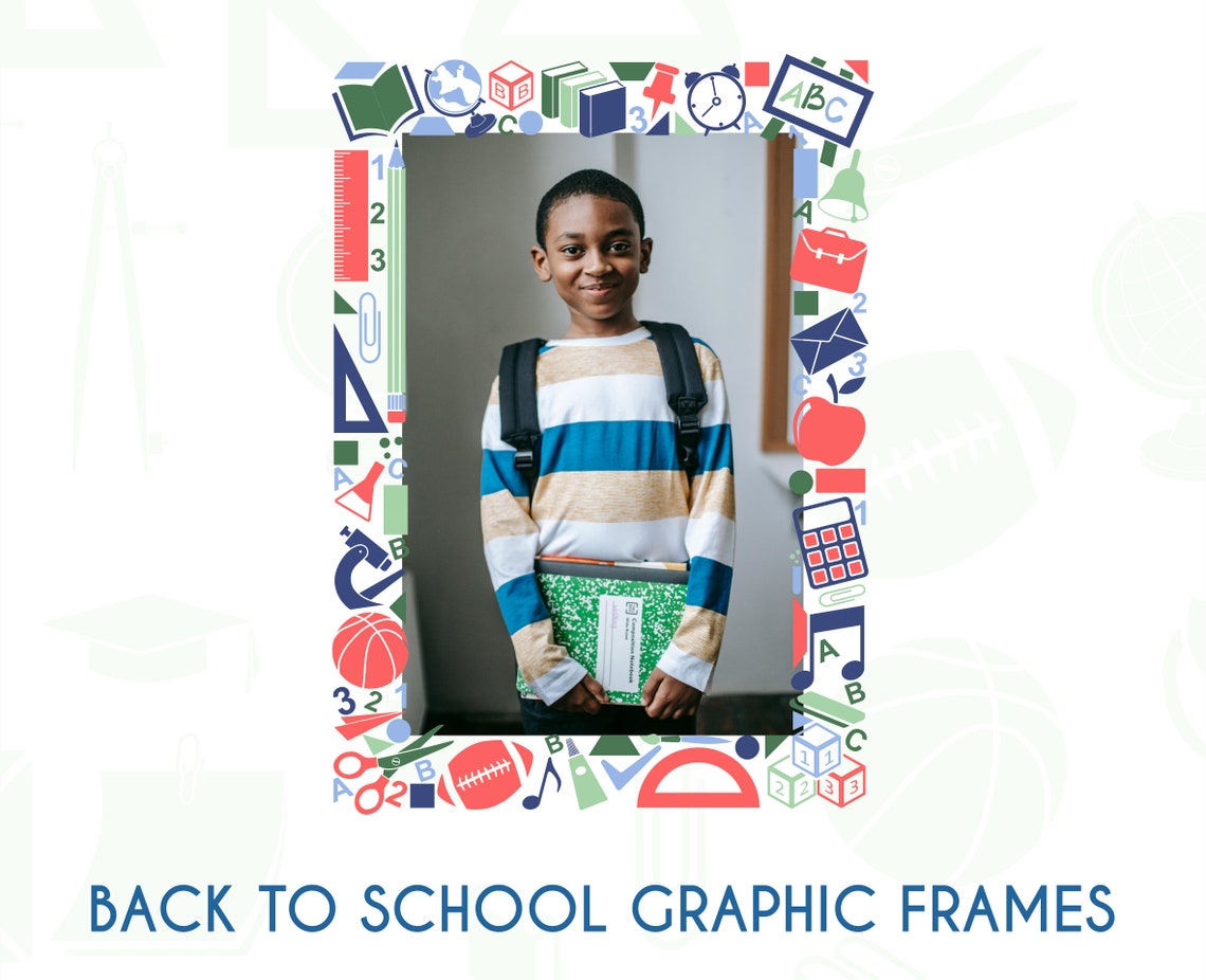 School PNG Frame Designs. Colorful Digital Kindergarten Photo ...