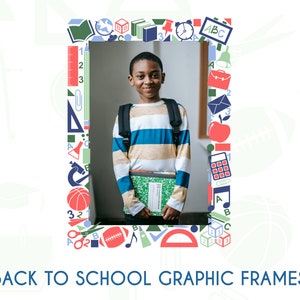 School PNG Frame Designs. Colorful Digital Kindergarten Photo ...