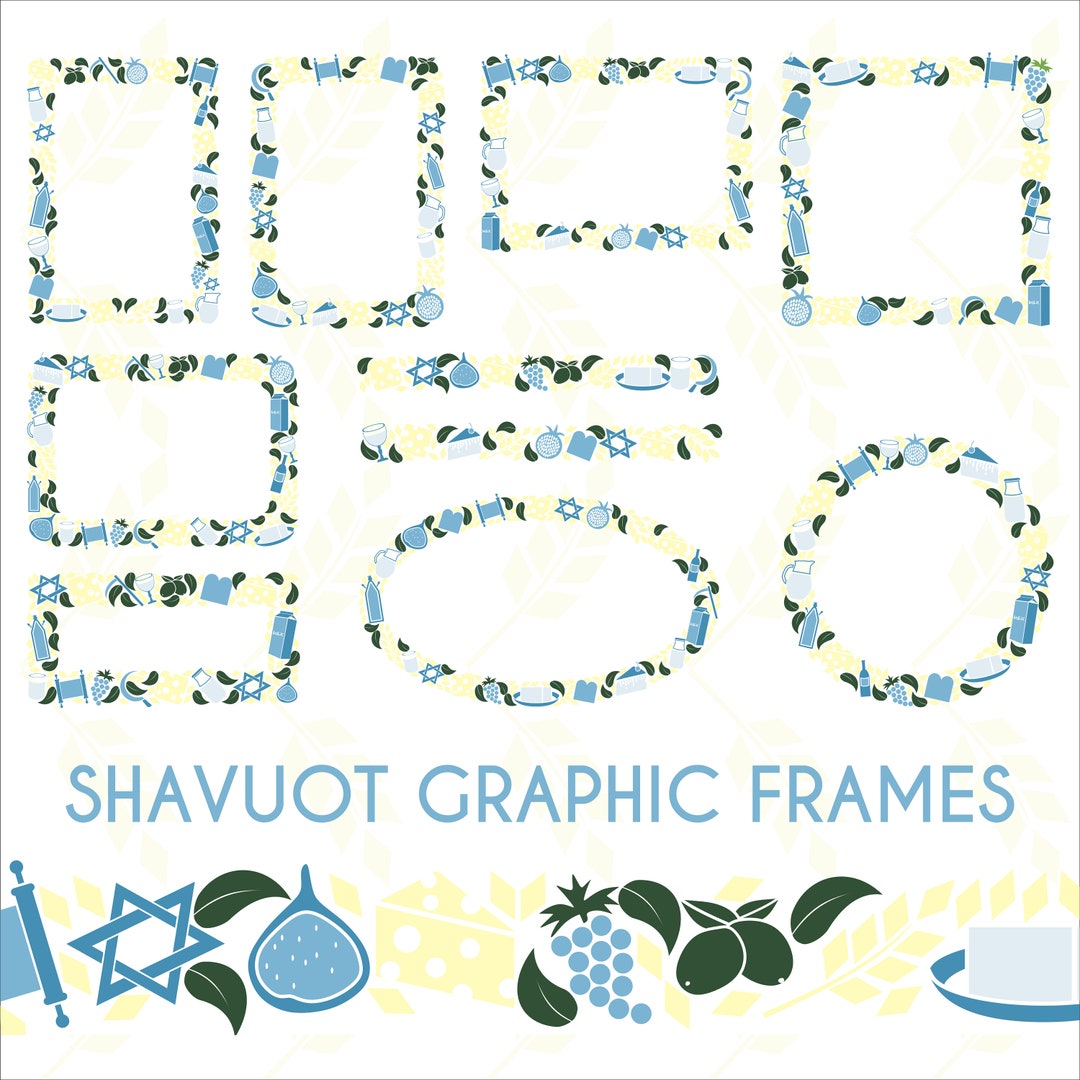 Shabuoth Symbols SVG Frameart Decorations. Oval and Rounded Shavuoth ...