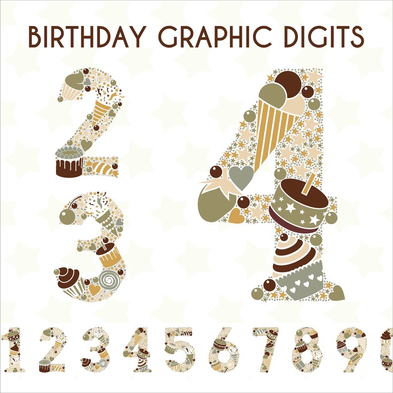 Birthday Digits PNG and SVG Clipart for Sublimation. Birthday Elements ...