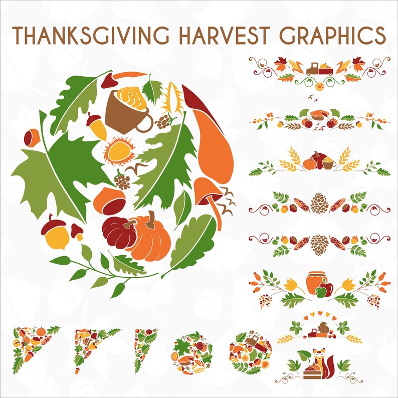 Thanksgiving Fall SVG Graphic Borders. Autumn Clip Art Decorative ...