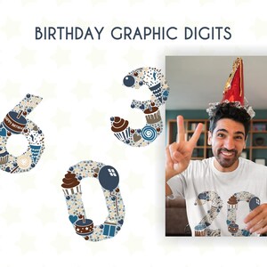 Bday Digital Numeral SVG Images. Birthday Clipart Digits for Card ...