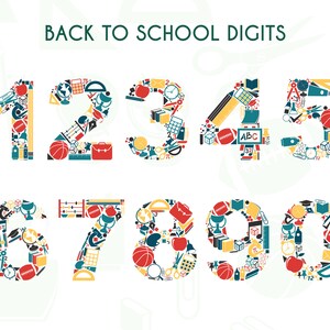 Back to School Clipart Digits for Card Decorating, T-shirts, and ...