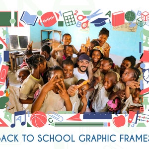 Digital SVG Frames Consist of Many Colorful Elements of School ...