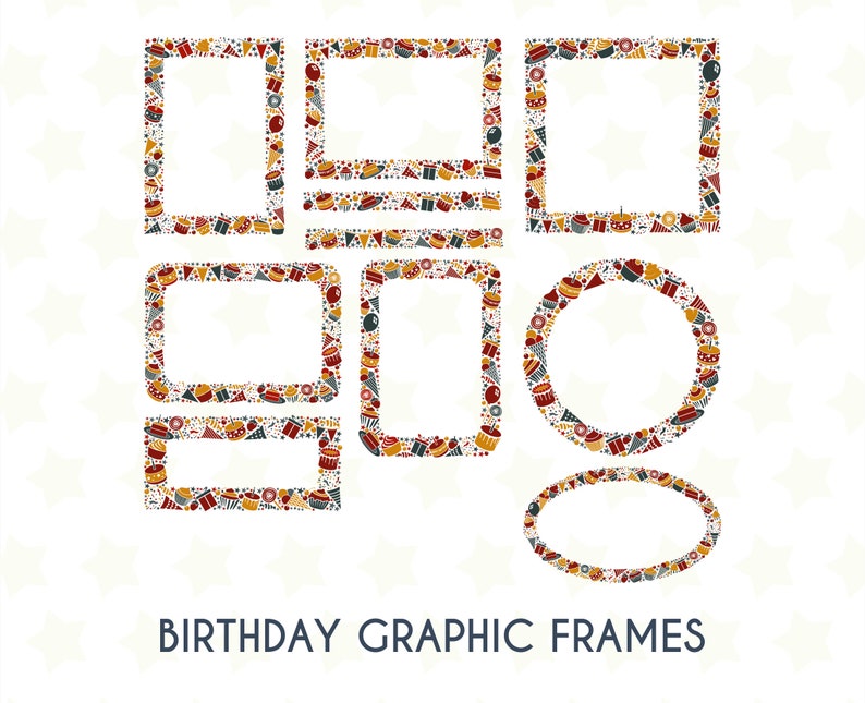 Birthday Decorative Digital Frames. Birthday PNG and SVG Framing ...