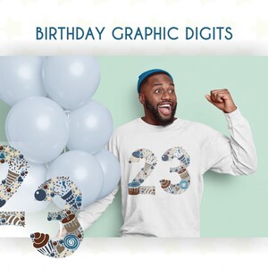 Soft Pastel Digital Digits for Birthdays. Creative Digital Numbers for ...