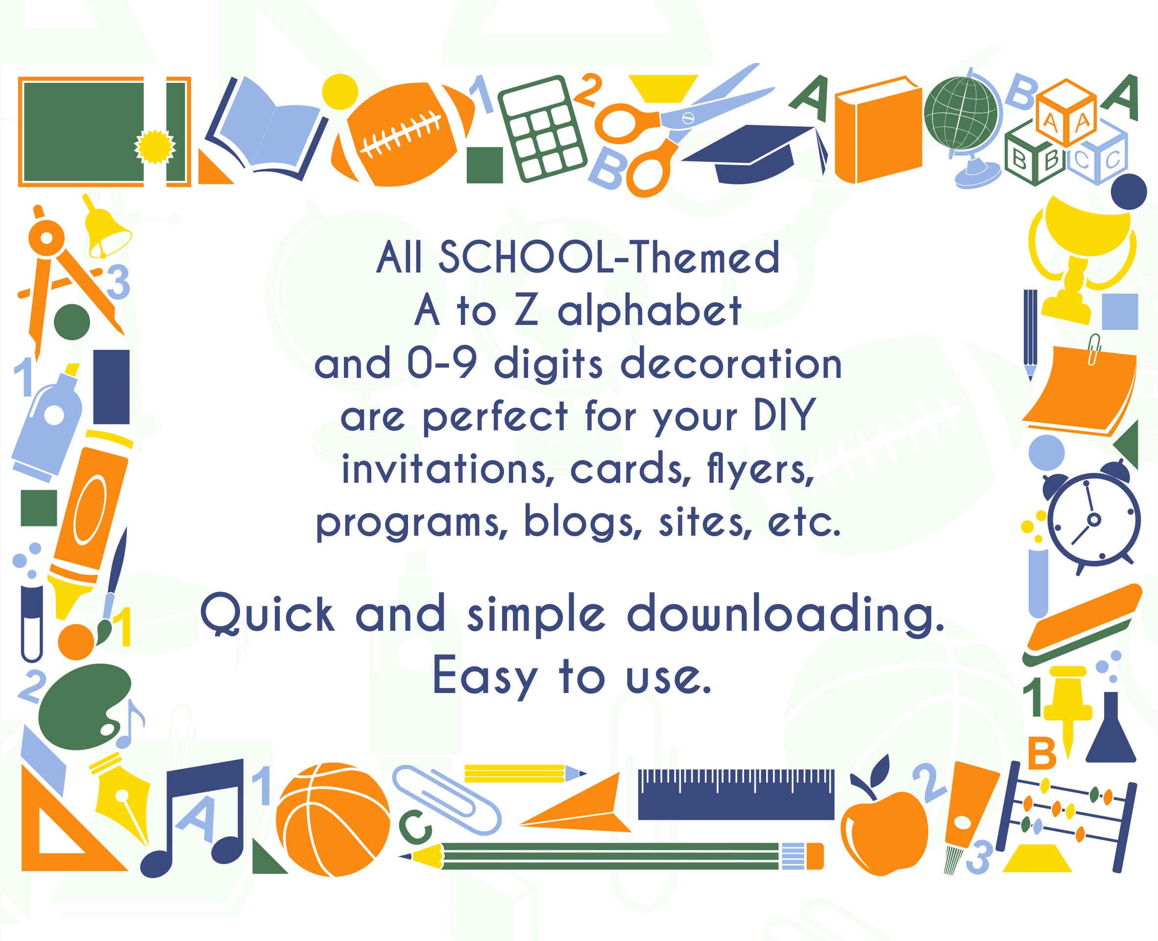 Back to School Clipart Digits for Card Decorating, T-shirts, and ...