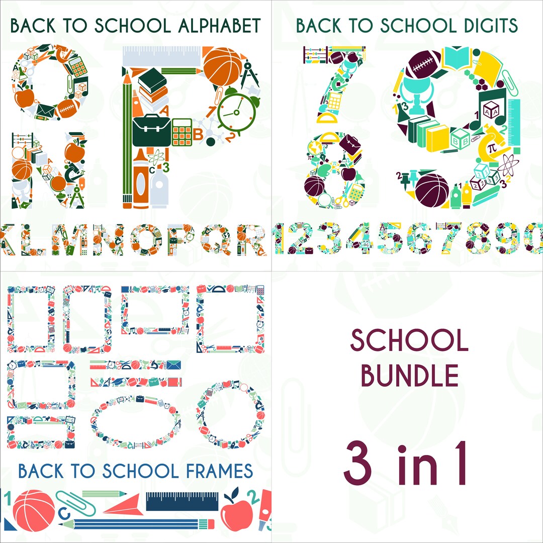 Colorful Homeschooling Clipart Bundle. School PNG Digits Sublimation ...