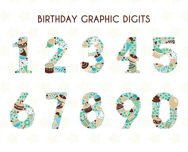 Boy's Birthday Digits SVG Clipart. Birthday Elements Graphic Design PNG ...