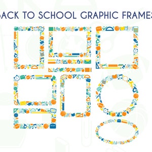 School PNG Frame Designs. Colorful Digital Kindergarten Photo ...