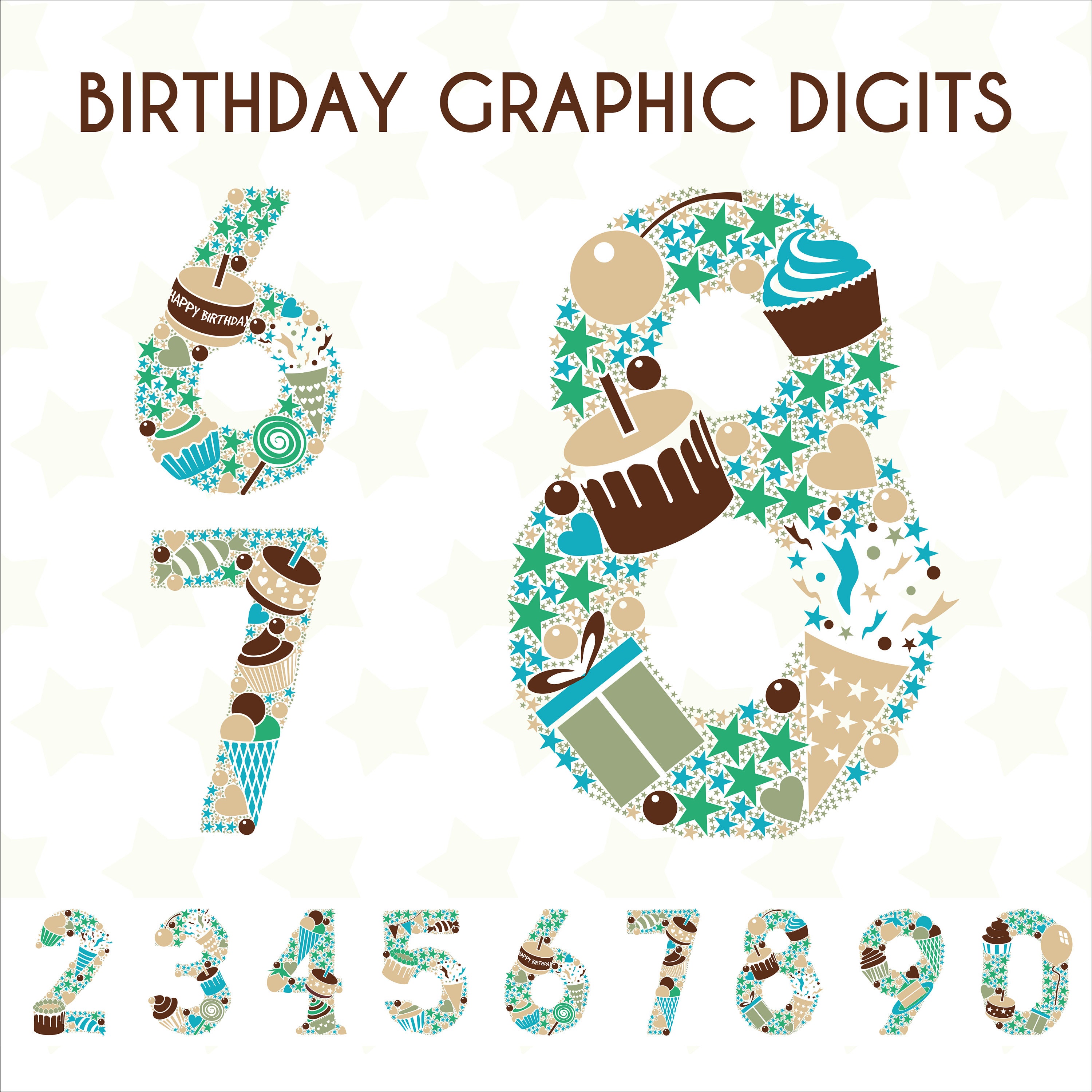 Boy's Birthday Digits SVG Clipart. Birthday Elements Graphic Design PNG ...