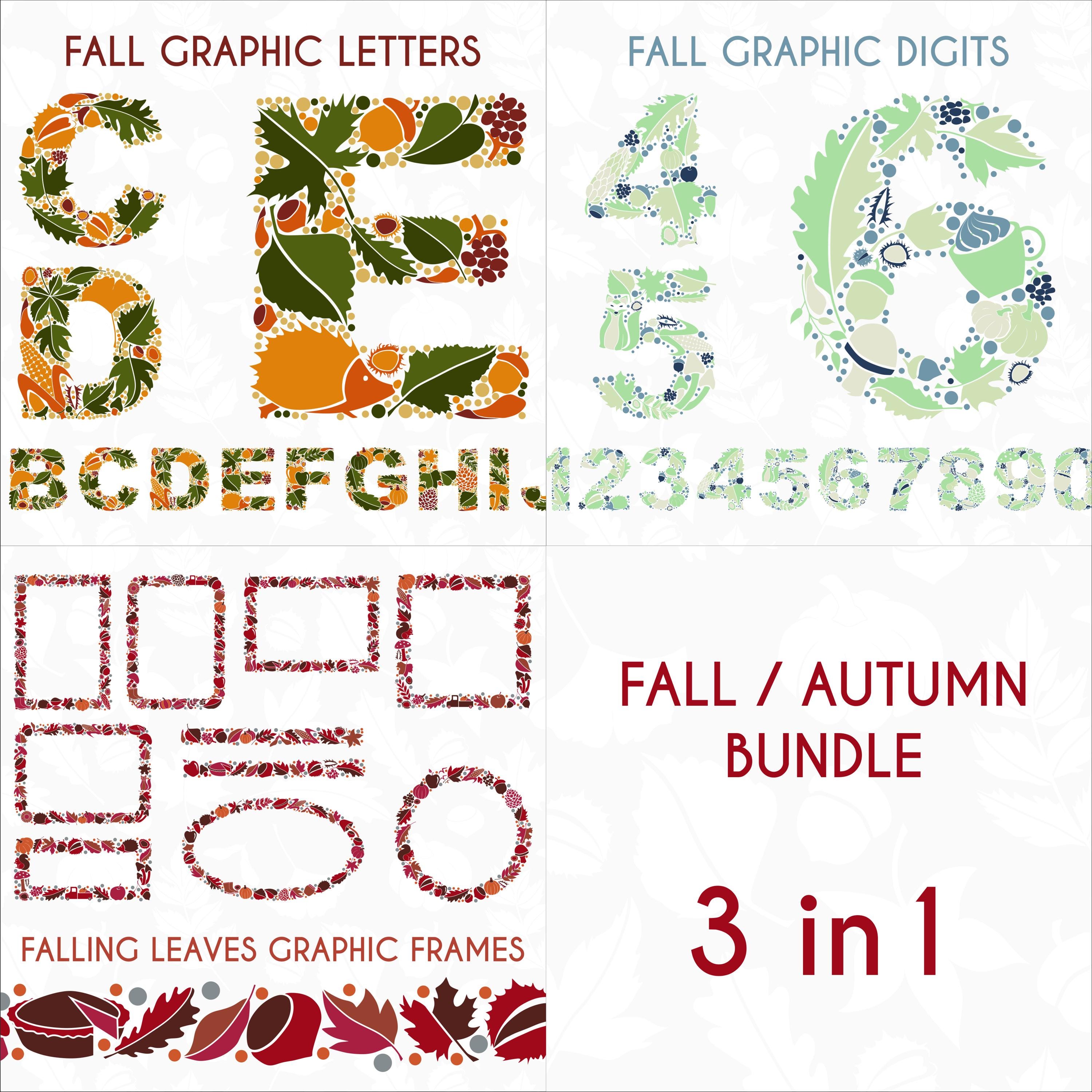 Autumn PNG and SVG Graphics Bundle. Colorful Fallg Illustrated Frames ...