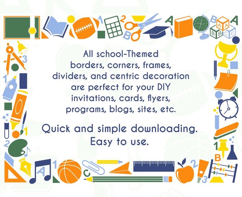 School PNG Frame Designs. Colorful Digital Kindergarten Photo ...