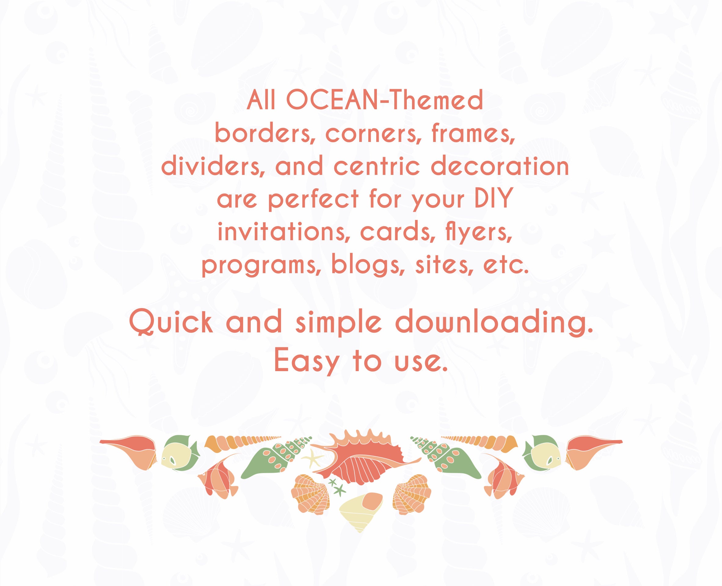 Tiffany Summer Shells PNG Frames. Sealife Graphic Rectangle SVG Clip ...