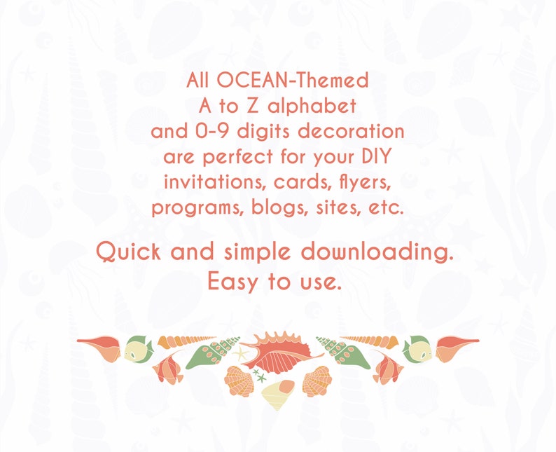 Boy's Blue Ocean Digital Numbers. Summer 0-9 Digits With Shells and Sea ...