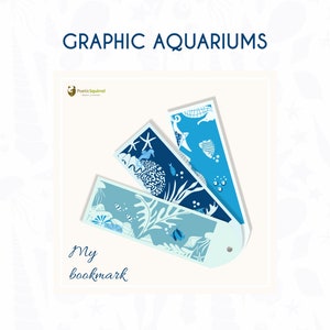 Blue SVG Graphic Sealife Elements. Marine Sea Creatures Rectangles ...