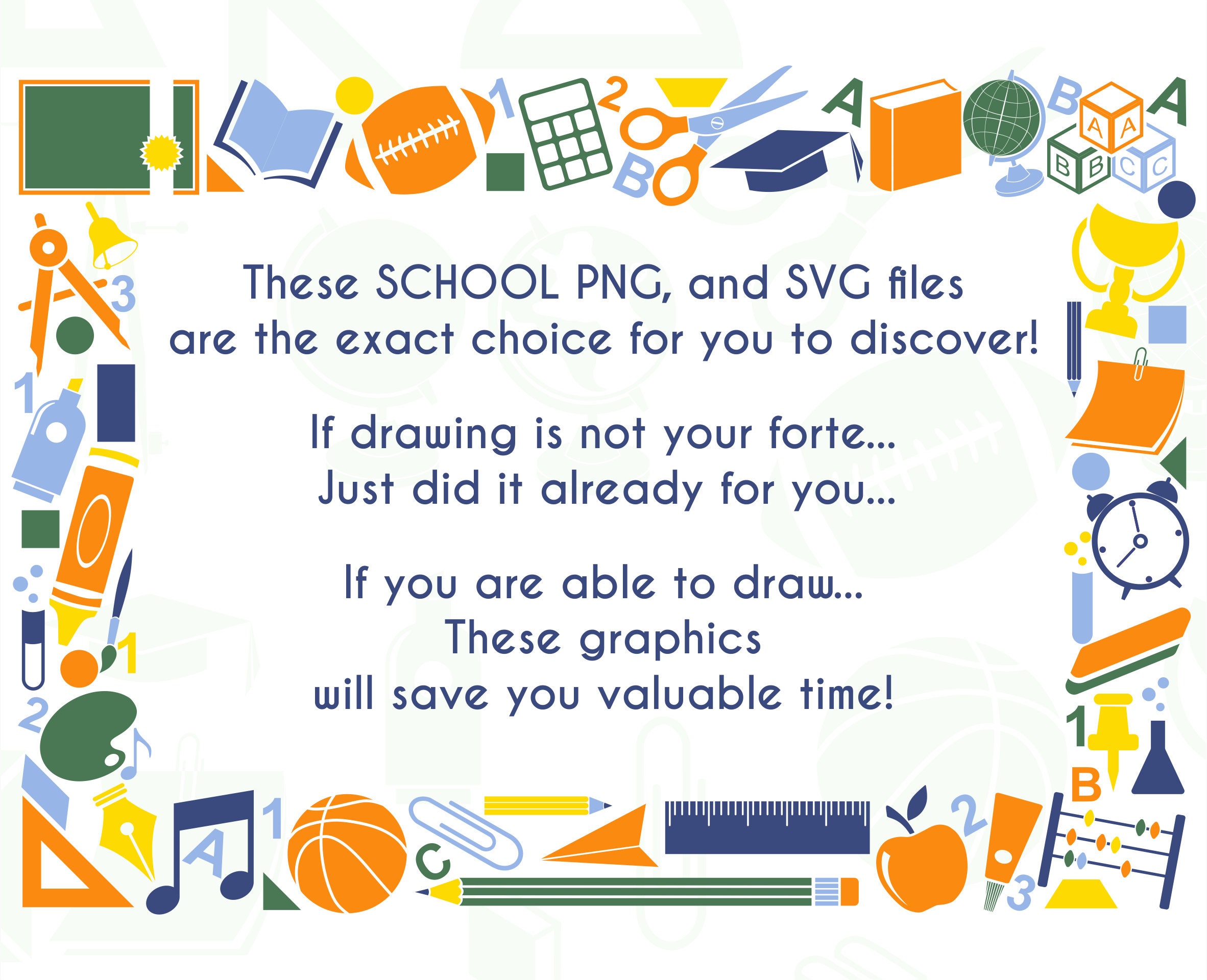 School Elements Graphic Frames. Kindergarten PNG and SVG Frame Clipart ...