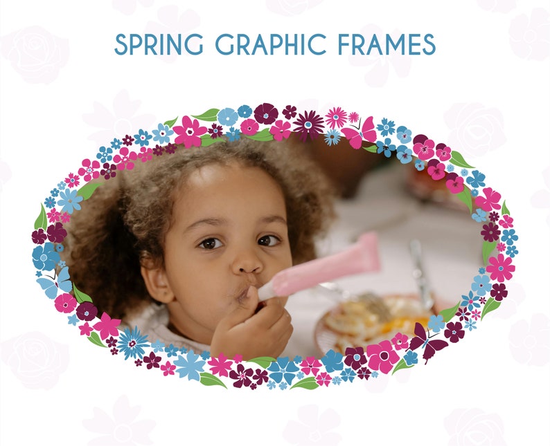 Spring Colorful PNG Floral Photo Framing. Cute Happy Digital Flower ...