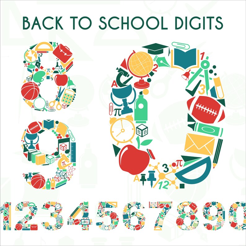 Sublimation Kindergarten-style Clipart Numbers. Hand-drawn Colorful ...